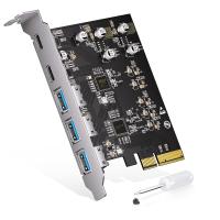 China Black PCIe To USB Card 5 Ports PCI Express X4 Adapter USB 3.2 Gen 2 Dual USB C Triple USB A for sale