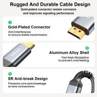 China Type C To HDMI Cable Nylon Braided 4K 144Hz  HDR High Quality Gaming Monitor Cable Bidirectional for sale