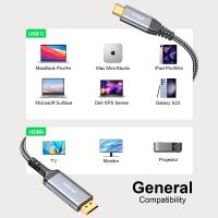 China Type C To HDMI Cable Nylon Braided 4K 144Hz  HDR High Quality Gaming Monitor Cable Bidirectional for sale