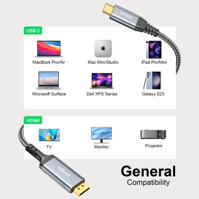 China Type C To HDMI Cable Nylon Braided 4K 144Hz  HDR High Quality Gaming Monitor Cable Bidirectional for sale