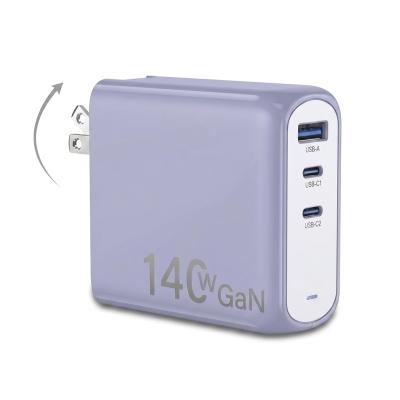 China LDLRUI Purple 140W GaN PD3.1 Charger 2C1A Multi Port Fast Charging Power Adapter Foldable Plug Laptop Wall Charger OEM ODM Factory Multiple Color Options for OEM Customization for sale