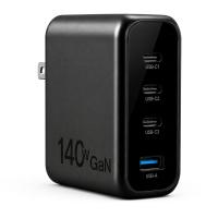 China Black 140W GaN Fast Charger 3C1A Multi Port Fast Charging Power Adapter with Foldable Plug Laptop Wall Charger OEM ODM Factory for sale