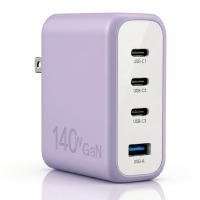 China Purple 140W GaN Fast Charger 3C1A Multi-Port Foldable Power Adapter, High-Speed Type C Wall Charger For Laptops, Smartphones, And Tablets for sale