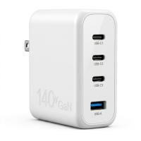 China 140W GaN 4-Port Fast Charging Power Adapter, Foldable Plug Ultra-Fast Type-C Laptop Wall Charger, Premium OEM ODM Multi-Device Charging Solution White for sale