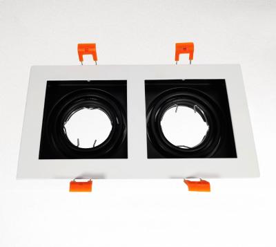 China Double Head Rectangle Mr16 Downlight Housing Adjustable Angle Recessed for sale
