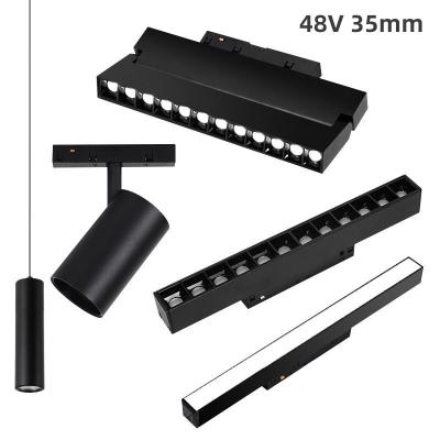 China Aluminum 48v 35mm Living Room Magnetic Track Lighting Left And Right Mobile for sale