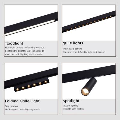 China DC 48V Magnetic Track Light Embedded Surface Mounted Led Spotlight Grille Light for sale