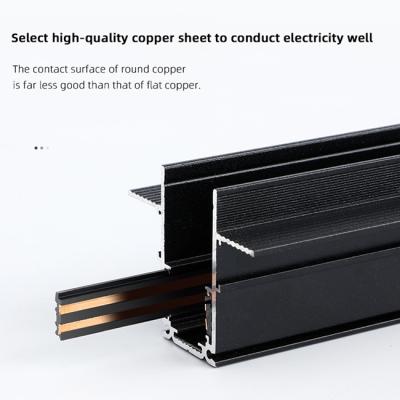 China Black Aluminum Embedded Magnetic Rail Track Spotlight 48V 20MM 1M 1.5M 2M for sale