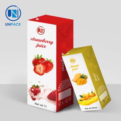 China UNIPACK High quality volume 125ml-1000ml aseptic brick milk carton fruit juice for packaging for sale