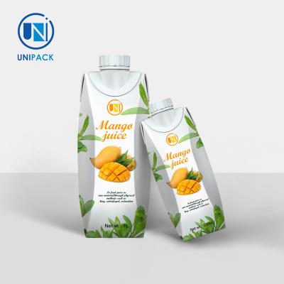 China UNIPACK Prisma 200ml 330ml 1000ml Disposable Paper Box Cardboard Packaging Custom Logo Printing for Beverage/Juice for sale