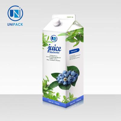 China Unipack Beverage Packaging Material Pak Juice Packing Cartons Fruit Gable Top Box for sale