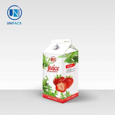 China UNIPACK MILK CARTON PACK CARDBOARD PAPER JUICE AND MILK CARTONS FOR GABLE TOP FILLING JUICE for sale