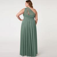 China Hot Sale Custom-made Plus Size A-Line One-Shoulder Floor-Length Green Chiffon Bridesmaid Dress Evening Princess for sale