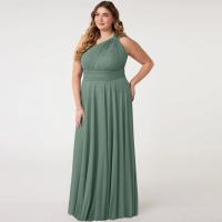 China Hot Sale Custom-made Plus Size A-Line One-Shoulder Floor-Length Green Chiffon Bridesmaid Dress Evening Princess for sale