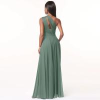 China Hot Sale Custom-made Plus Size A-Line One-Shoulder Floor-Length Green Chiffon Bridesmaid Dress Evening Princess for sale
