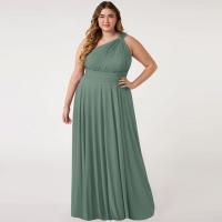 China Hot Sale Custom-made Plus Size A-Line One-Shoulder Floor-Length Green Chiffon Bridesmaid Dress Evening Princess for sale