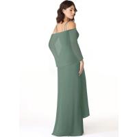 China Luxury Nude Green Chiffon Shawl Spaghetti Straps Sleeveless V-line Factory Plus Size Sheath for sale