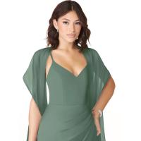 China Luxury Nude Green Chiffon Shawl Spaghetti Straps Sleeveless V-line Factory Plus Size Sheath for sale