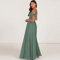 China Luxury Popular A-Line Off-the-Shoulder Chiffon Long Evening Dress Floor-Length Sweetheart  V-back Pleated Plus Size for sale