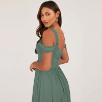 China Luxury Popular A-Line Off-the-Shoulder Chiffon Long Evening Dress Floor-Length Sweetheart  V-back Pleated Plus Size for sale