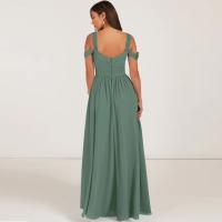 China Luxury Popular A-Line Off-the-Shoulder Chiffon Long Evening Dress Floor-Length Sweetheart  V-back Pleated Plus Size for sale