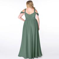 China Luxury Popular A-Line Off-the-Shoulder Chiffon Long Evening Dress Floor-Length Sweetheart  V-back Pleated Plus Size for sale
