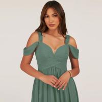 China Luxury Popular A-Line Off-the-Shoulder Chiffon Long Evening Dress Floor-Length Sweetheart  V-back Pleated Plus Size for sale