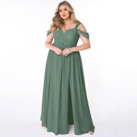 China Luxury Popular A-Line Off-the-Shoulder Chiffon Long Evening Dress Floor-Length Sweetheart  V-back Pleated Plus Size for sale