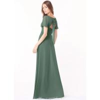 China Beautiful Fashionable Flounce Short Sleeve V-Neck Chiffon Long Evening Dress Plus Size Front Split Slit Ruched A-Line for sale