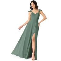 China New Fashion Female A-Line V-neck Ruched Chiffon Floor-Length Bridesmaid Dress A-Line Cap Sleeve for sale
