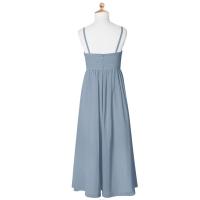 China Fashionable A-Line Pleated Chiffon Dusty Blue Floor-Length Junior Bridesmaid Dress A-Line Princess Spaghetti Straps for sale