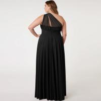 China Sexy Plus Size A-Line One-Shoulder Chiffon Floor-Length Bridesmaid Dress Black Sleeveless Back Zipper Pleated for sale