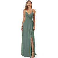 China Sexy V-Neck Plus Size Chiffon Evening Dress Long Spaghetti Straps V-neck Princess A-Line Keyhole Pleated Sleeveless for sale