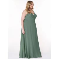 China Sexy V-Neck Plus Size Chiffon Evening Dress Long Spaghetti Straps V-neck Princess A-Line Keyhole Pleated Sleeveless for sale