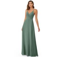China Sexy V-Neck Plus Size Chiffon Evening Dress Long Spaghetti Straps V-neck Princess A-Line Keyhole Pleated Sleeveless for sale