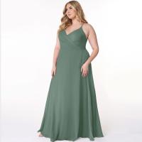 China Sexy V-Neck Plus Size Chiffon Evening Dress Long Spaghetti Straps V-neck Princess A-Line Keyhole Pleated Sleeveless for sale