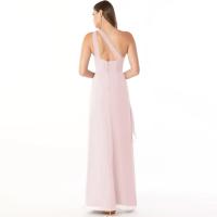 China Fashionable Fitted Pleated Ruffle Chiffon Long Bridesmaid Dress Blushing Pink Sleeveless One-Shoulder Plus Size for sale