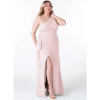 China Fashionable Fitted Pleated Ruffle Chiffon Long Bridesmaid Dress Blushing Pink Sleeveless One-Shoulder Plus Size for sale