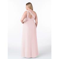 China Fashionable Fitted Pleated Ruffle Chiffon Long Bridesmaid Dress Blushing Pink Sleeveless One-Shoulder Plus Size for sale