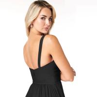 China Wonderful Spaghetti Straps Black Chiffon Bridesmaid Dress Sleeveless V-Neck Pleated Ruffles Zipper Plus Size for sale
