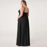 China Wonderful Spaghetti Straps Black Chiffon Bridesmaid Dress Sleeveless V-Neck Pleated Ruffles Zipper Plus Size for sale