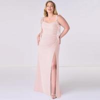 China Perfect Chiffon Long Mermaid Bridesmaid Dress Sweetheart Floor-Length Ruffles Front Split Slit Spaghetti Straps Backless for sale