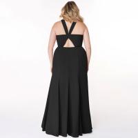 China Unique Black Chiffon Bridesmaid Dress Front Split Slit A-Line Halter Keyhole Backless Mermaid Plus Size for sale