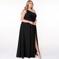 China Manufacturer OEM Black Chiffon Bridesmaid Dress One-Shoulder Sleeveless A-Line Front Split Slit Sleeveless Pleated for sale