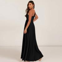 China Manufacturer OEM Black Chiffon Bridesmaid Dress One-Shoulder Sleeveless A-Line Front Split Slit Sleeveless Pleated for sale
