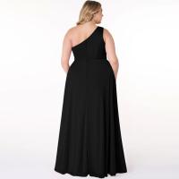 China Manufacturer OEM Black Chiffon Bridesmaid Dress One-Shoulder Sleeveless A-Line Front Split Slit Sleeveless Pleated for sale