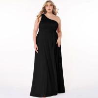 China Manufacturer OEM Black Chiffon Bridesmaid Dress One-Shoulder Sleeveless A-Line Front Split Slit Sleeveless Pleated for sale