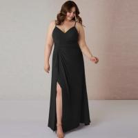 China Manufacturer ODM Black Chiffon Bridesmaid Dress Spaghetti Straps Sleeveless A-Line Front Split Slit Sleeveless Pleated for sale