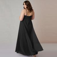 China Manufacturer ODM Black Chiffon Bridesmaid Dress Spaghetti Straps Sleeveless A-Line Front Split Slit Sleeveless Pleated for sale