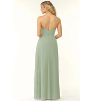 China Manufacturer ODM Black Chiffon Bridesmaid Dress Spaghetti Straps Sleeveless A-Line Front Split Slit Sleeveless Draped for sale